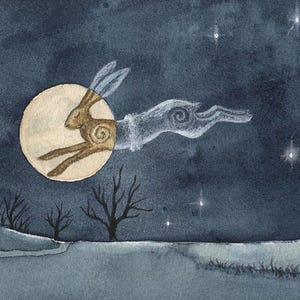 Luna Moon Hare at Winter Solstice Limited Edition Print by Wendy Andrew ...