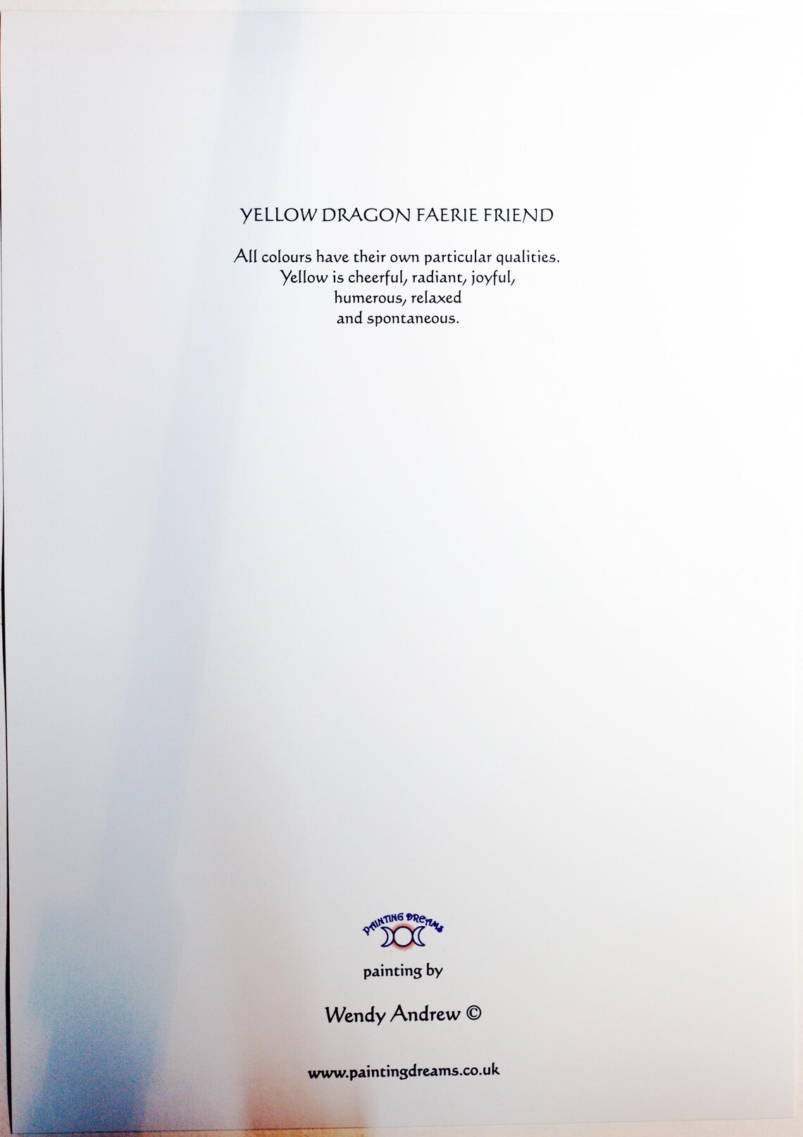 Yellow Dragon Faerie Friend - A3 Poster Print - by Wendy Andrew ...