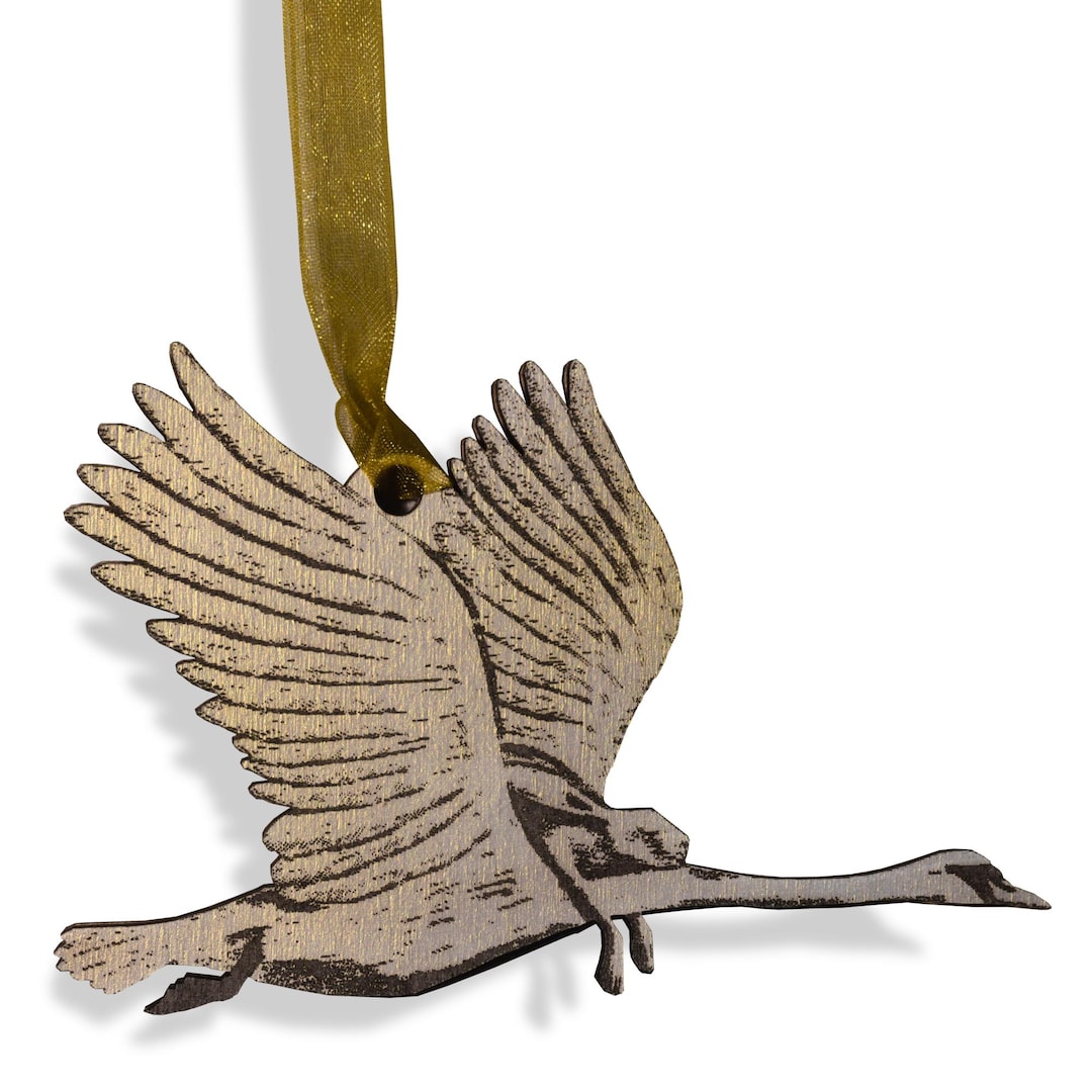 Luna-moon-hare and Swan hanging Decoration Gold Shimmer 10cm, Yule ...