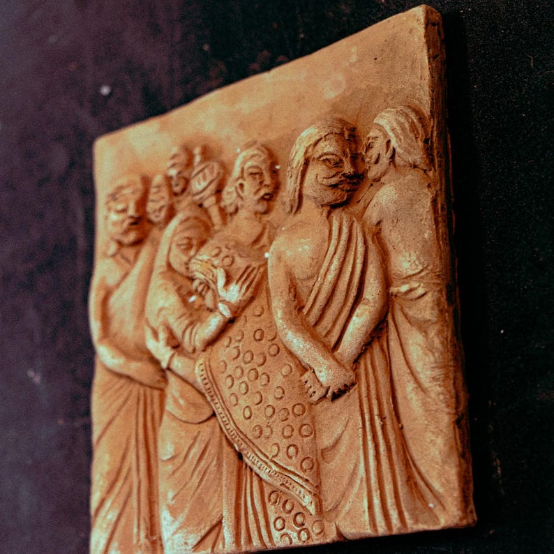 Handmade Terracotta Tiles Depicting Scenes of Mahabharat series 3 Set ...