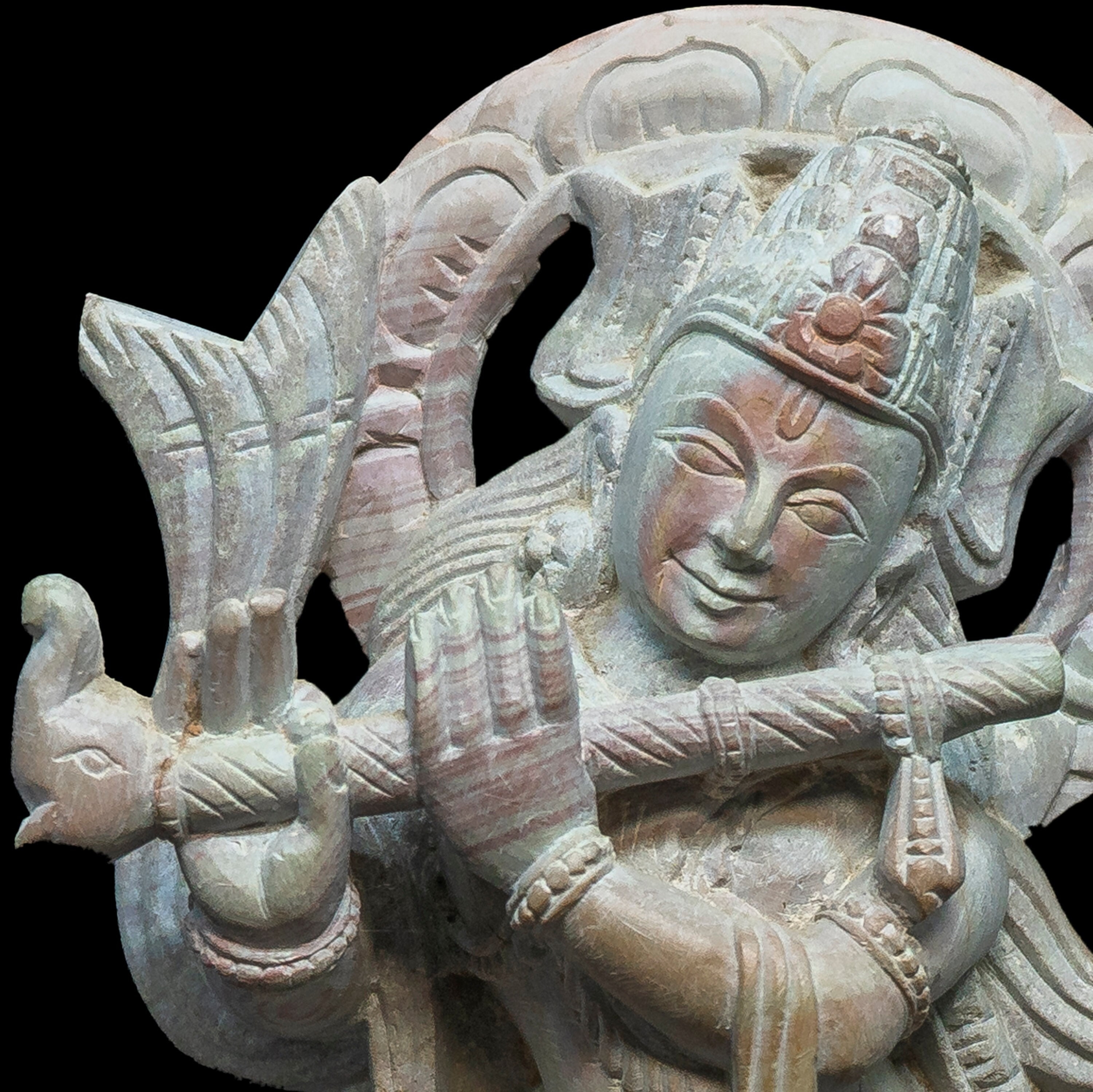 Monolithic Stone Hand Sculpted Krishna Statue Primitive Tribal Craft ...