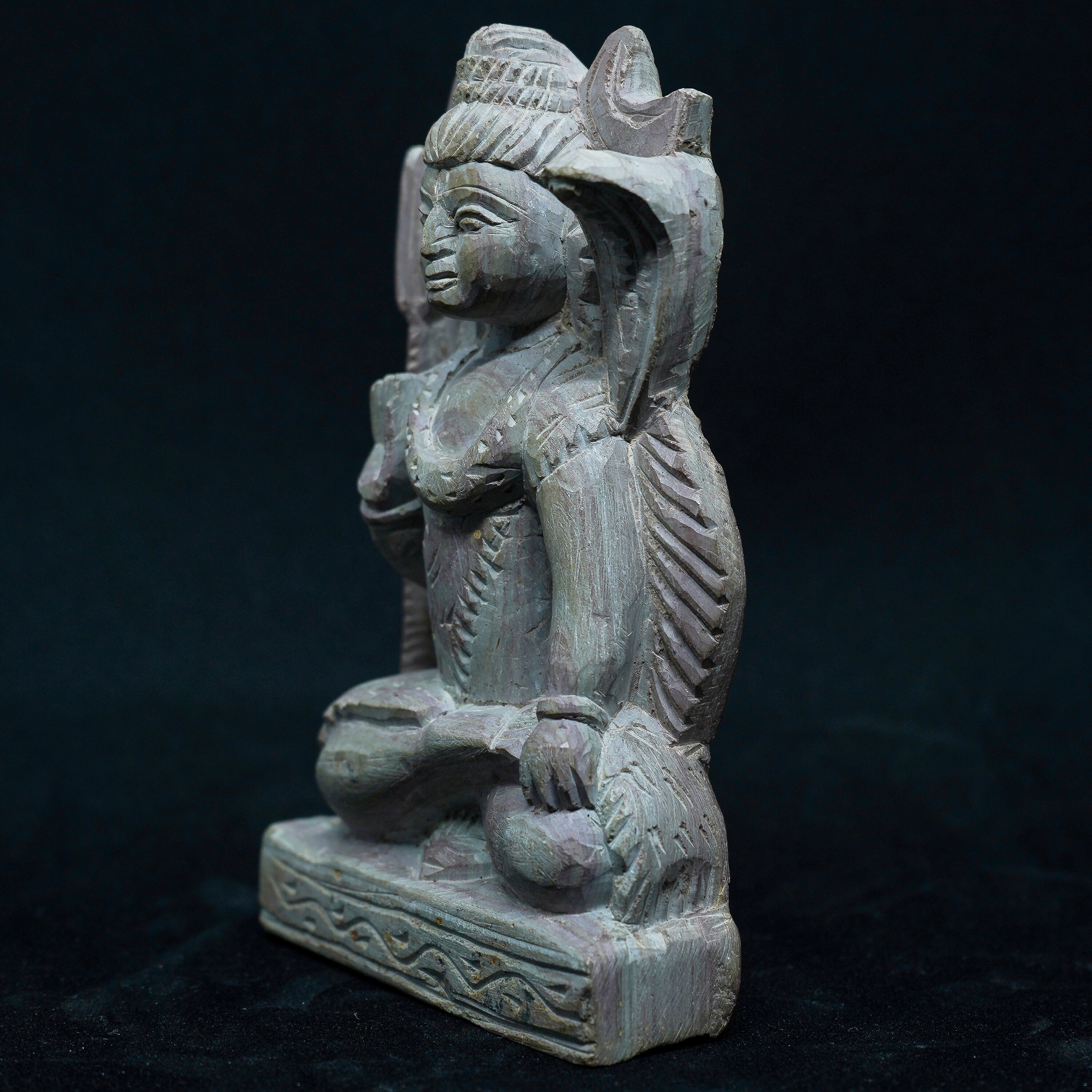 Monolithic Stone Meditating Shiva Statue Hand Sculpted Primitive Tribal ...