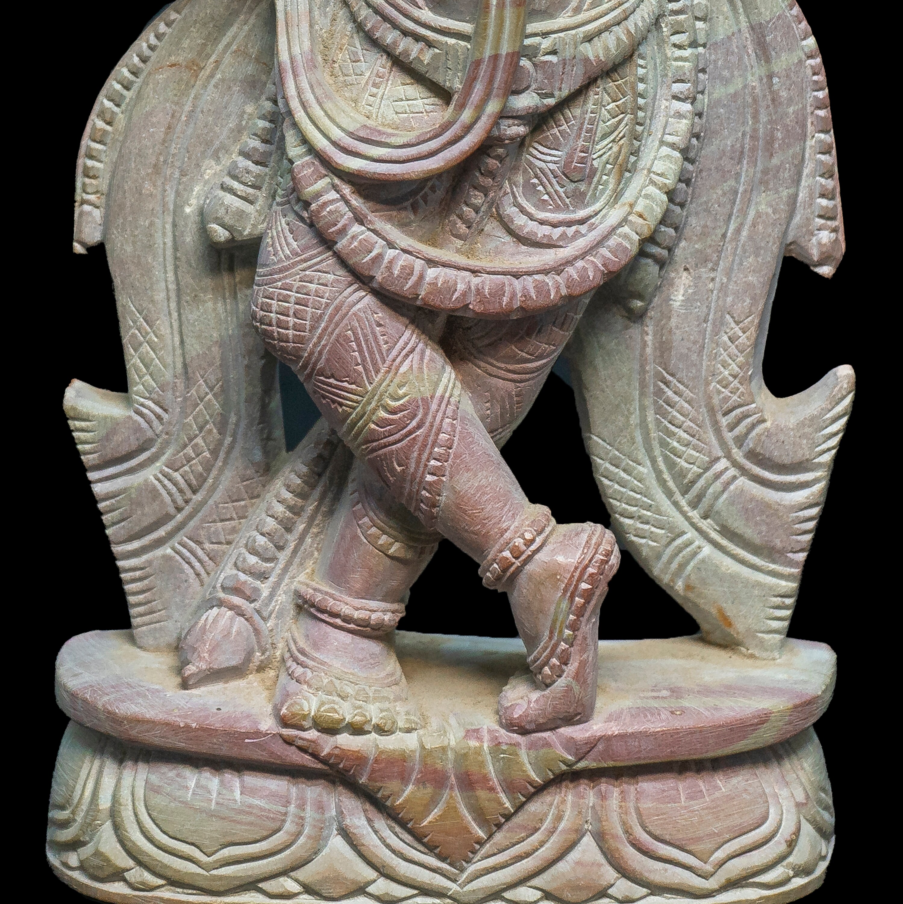 Monolithic Stone Hand Sculpted Krishna Statue Primitive Tribal Craft ...