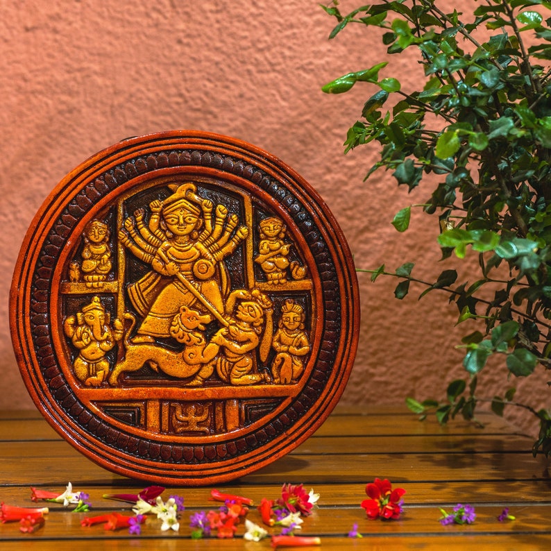 Hindu Wall Art Mahishasura Mardini Durga Maa Statue With Family ...