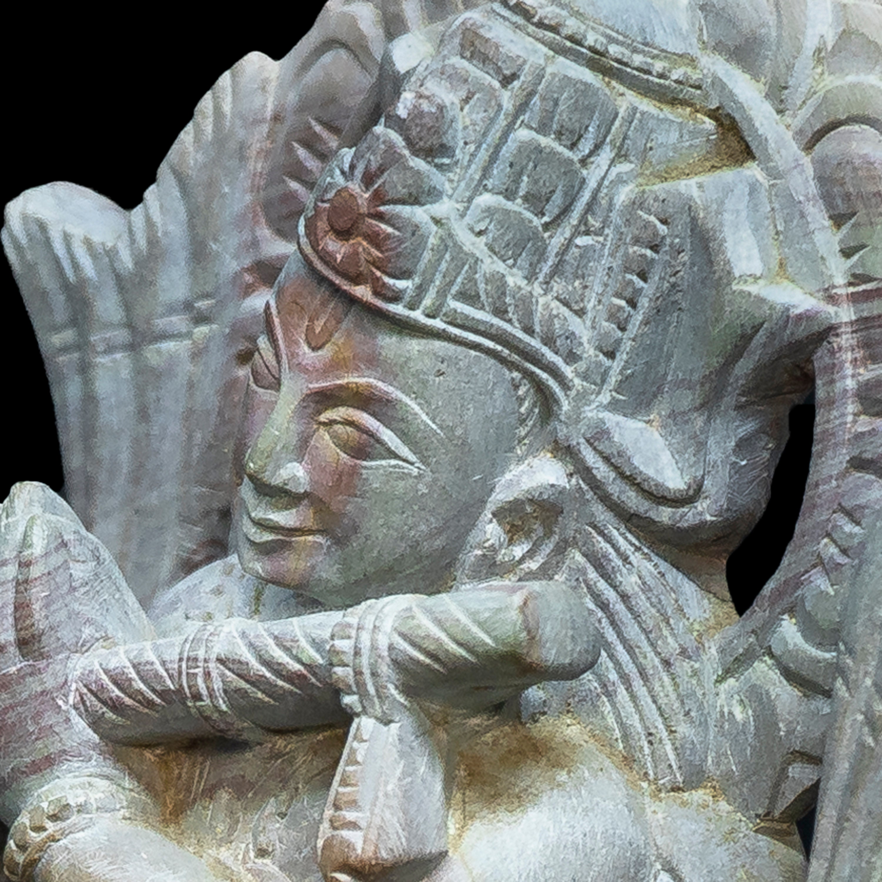 Monolithic Stone Hand Sculpted Krishna Statue Primitive Tribal Craft ...