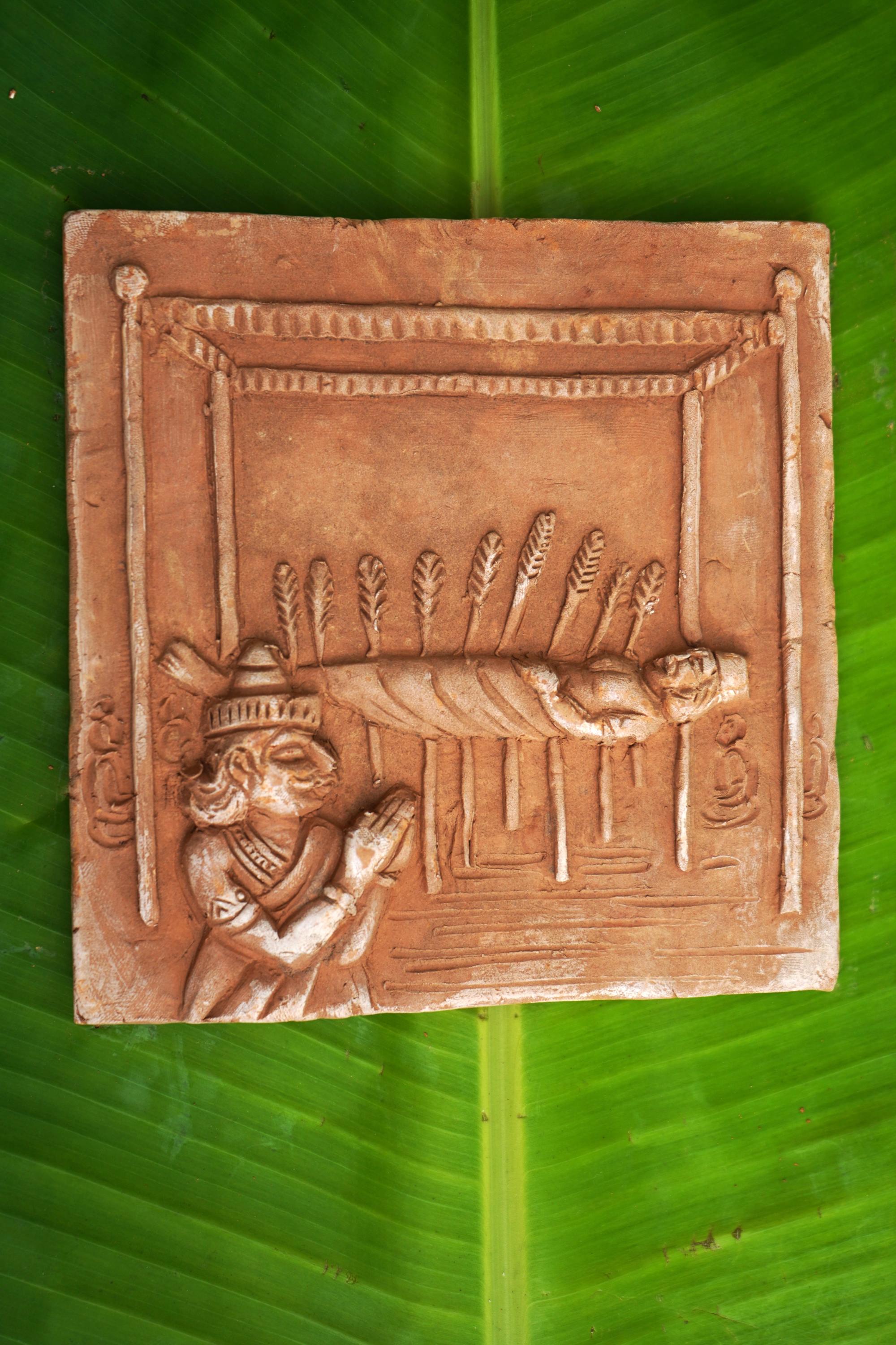 Handmade Terracotta Tiles Depicting Scenes of Mahabharat Set of 2 Hindu ...