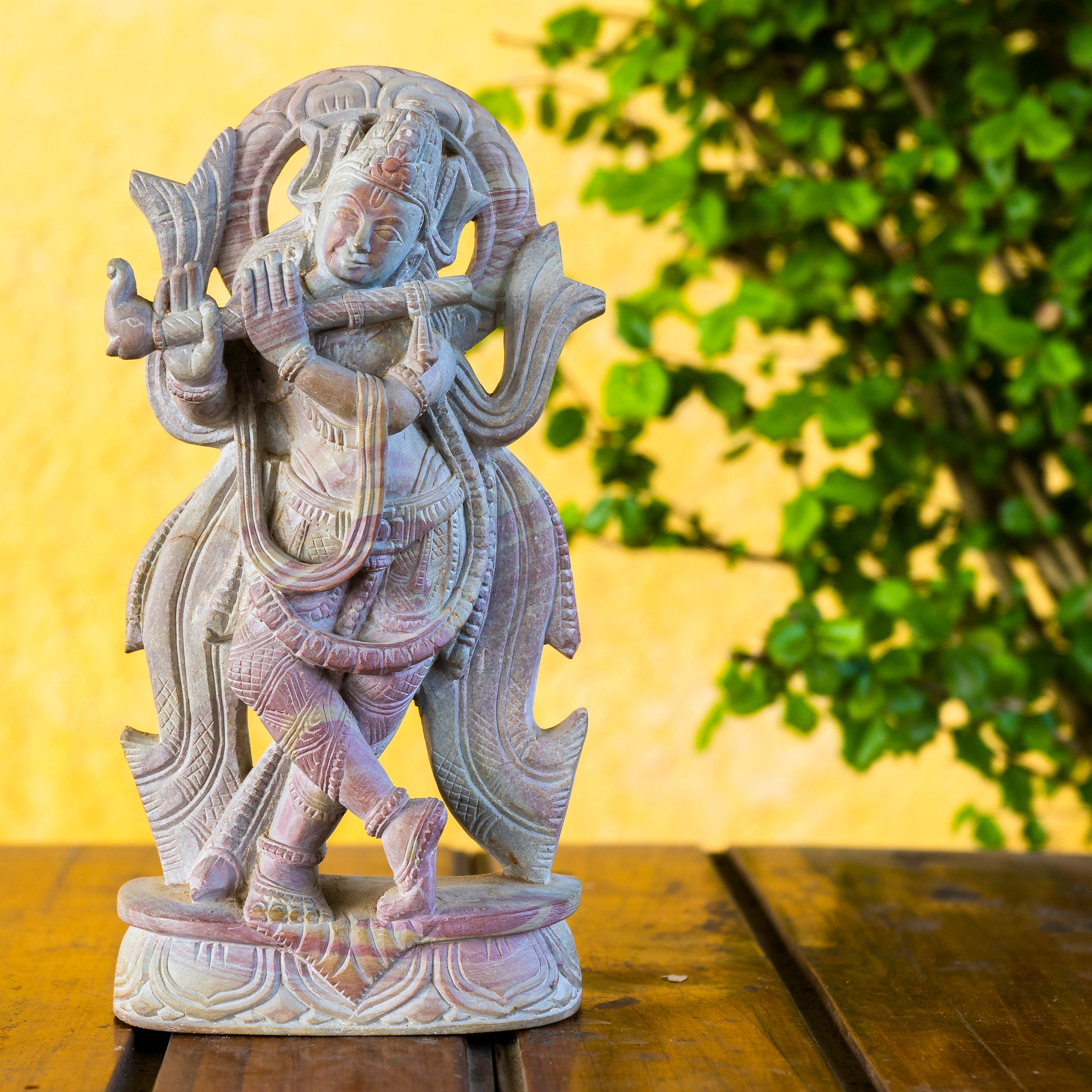 Monolithic Stone Hand Sculpted Krishna Statue Primitive Tribal Craft ...