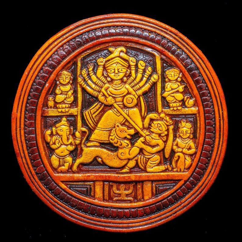 Hindu Wall Art Mahishasura Mardini Durga Maa Statue With Family ...