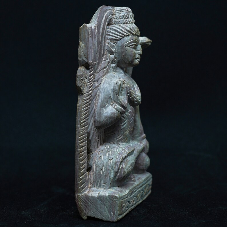 Monolithic Stone Meditating Shiva Statue Hand Sculpted Primitive Tribal ...
