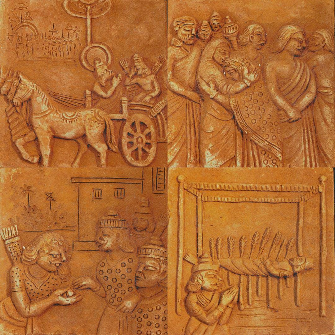 Handmade Terracotta Tiles Depicting Scenes of Mahabharat -series 3 ...