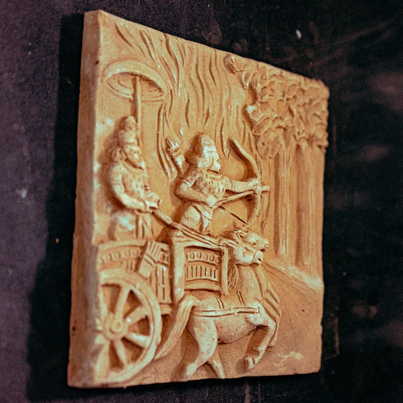 Handmade Terracotta Tiles Depicting Scenes of Mahabharat series 1 Set ...