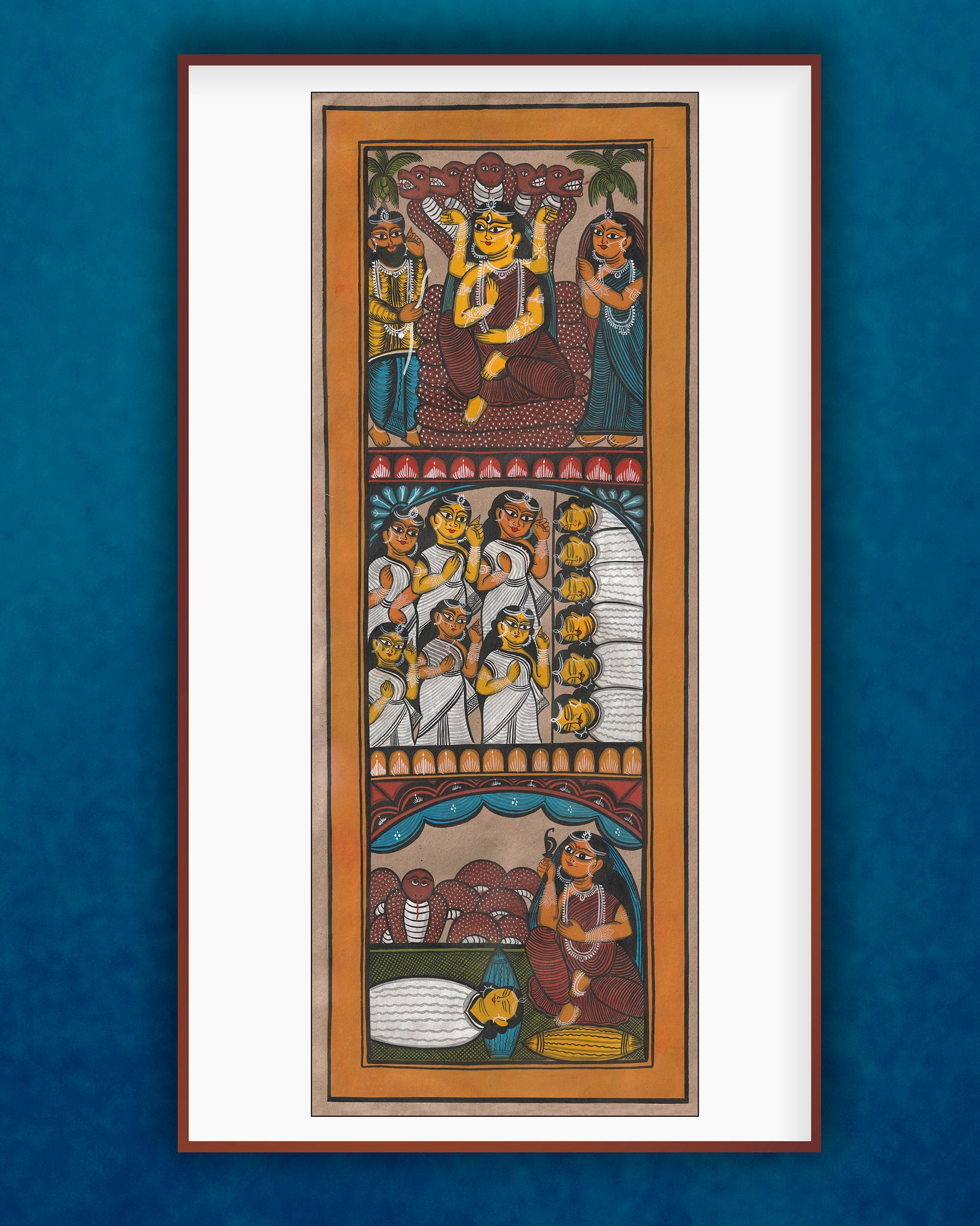 Snake Goddess Manasa Hand Painted Original Indian Folk Art - Etsy