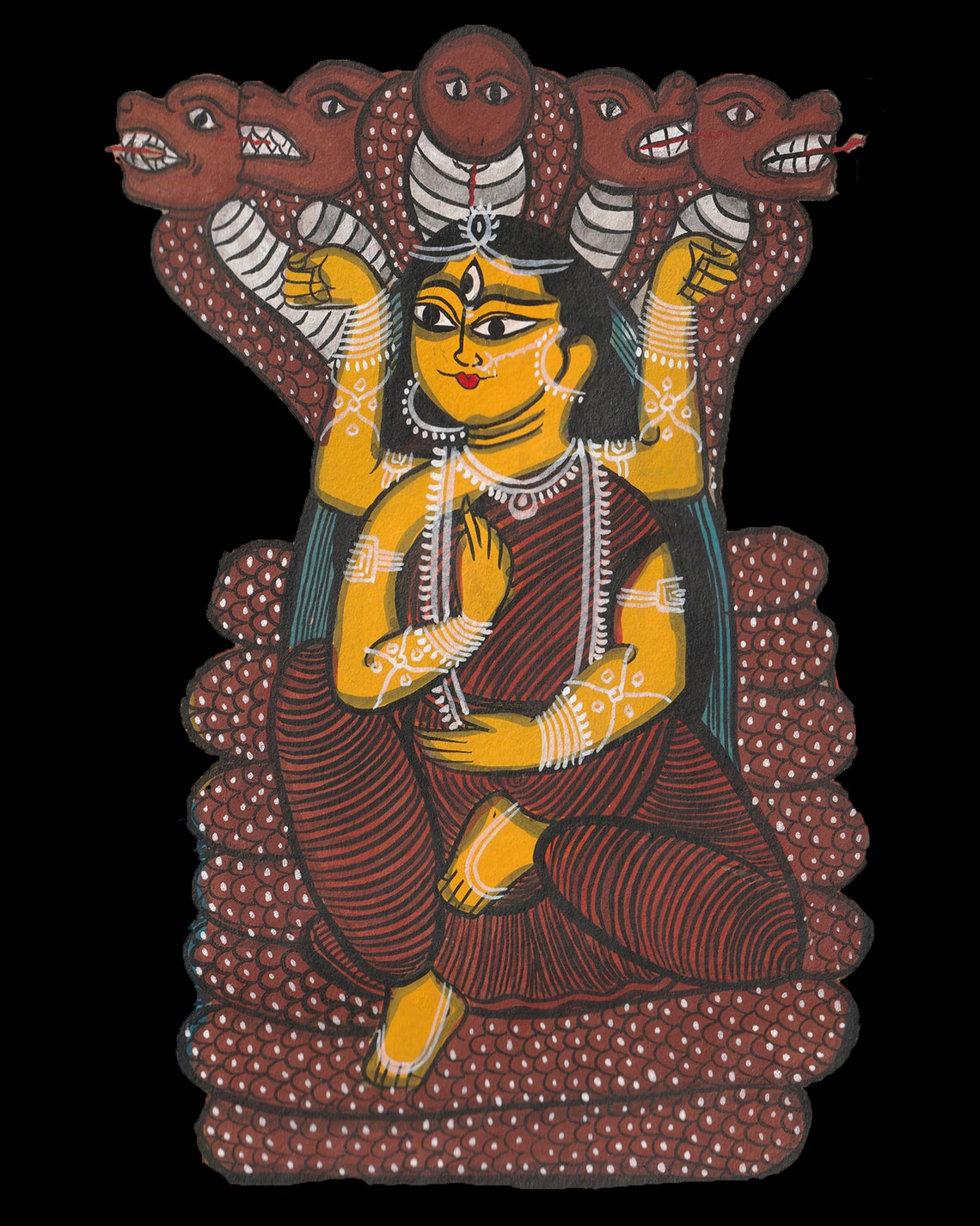 Snake Goddess Manasa Hand Painted Original Indian Folk Art - Etsy
