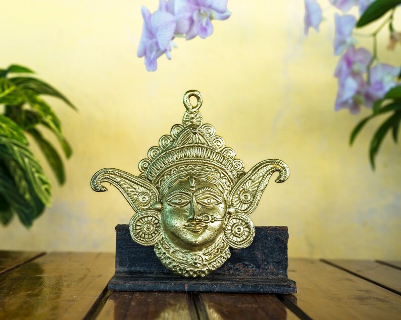 Maa Durga Face Handmade Indian Brass Figurine Hindu Goddess Dokra ...
