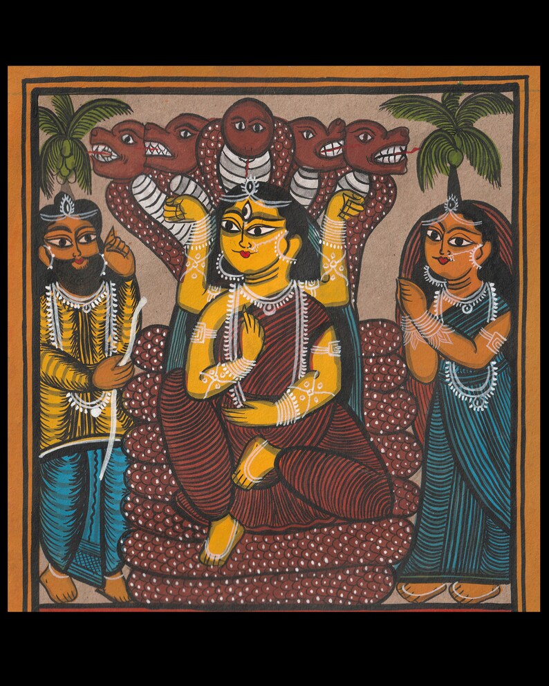 Snake Goddess Manasa Hand Painted Original Indian Folk Art Painting in ...