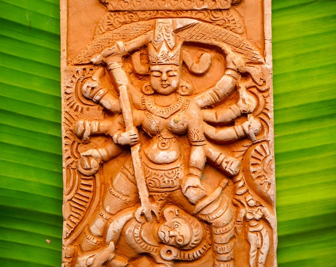 Mahishasura Mardini Maa Durga Idol - Durga Terracotta Tiles for Puja ...