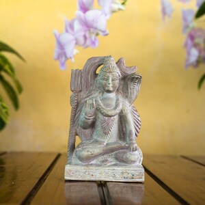 Monolithic Stone Meditating Shiva Statue - Hand Sculpted Primitive ...