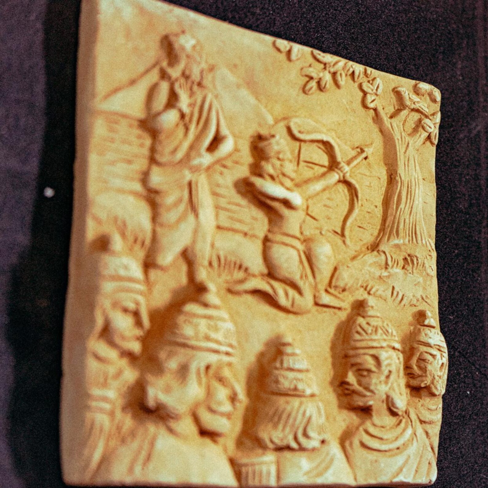 Handmade Terracotta Tiles Depicting Scenes of Mahabharat Set of 2 Hindu ...