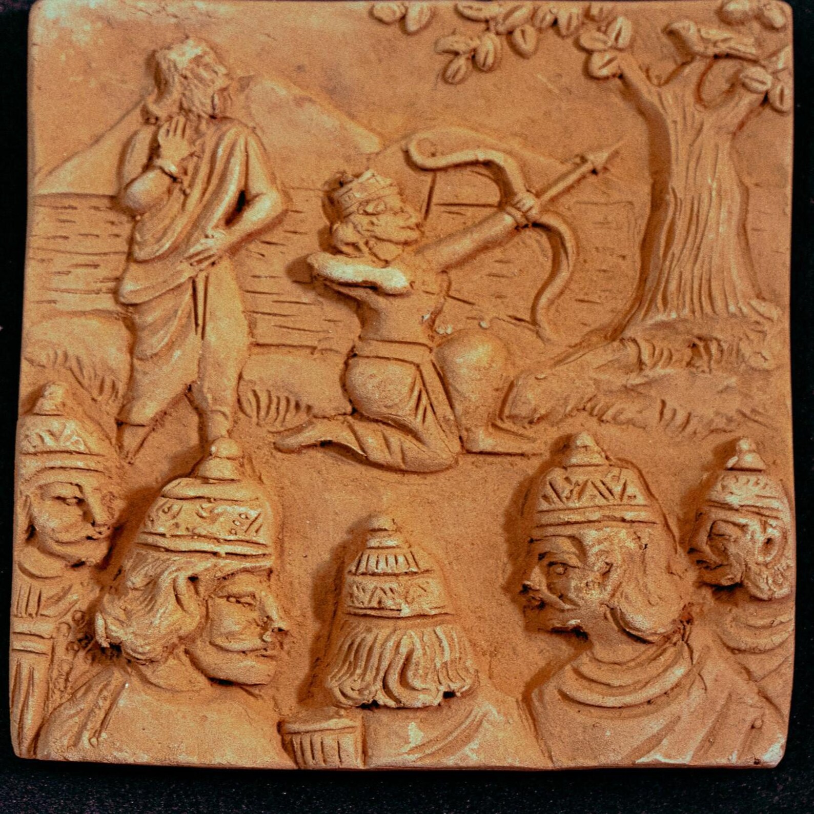 Handmade Terracotta Tiles Depicting Scenes of Mahabharat Set of 2 Hindu ...