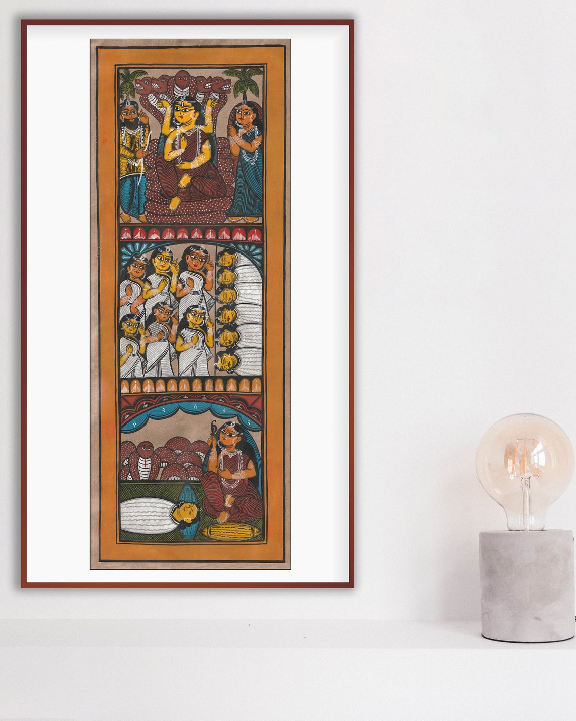 Snake Goddess Manasa Hand Painted Original Indian Folk Art - Etsy