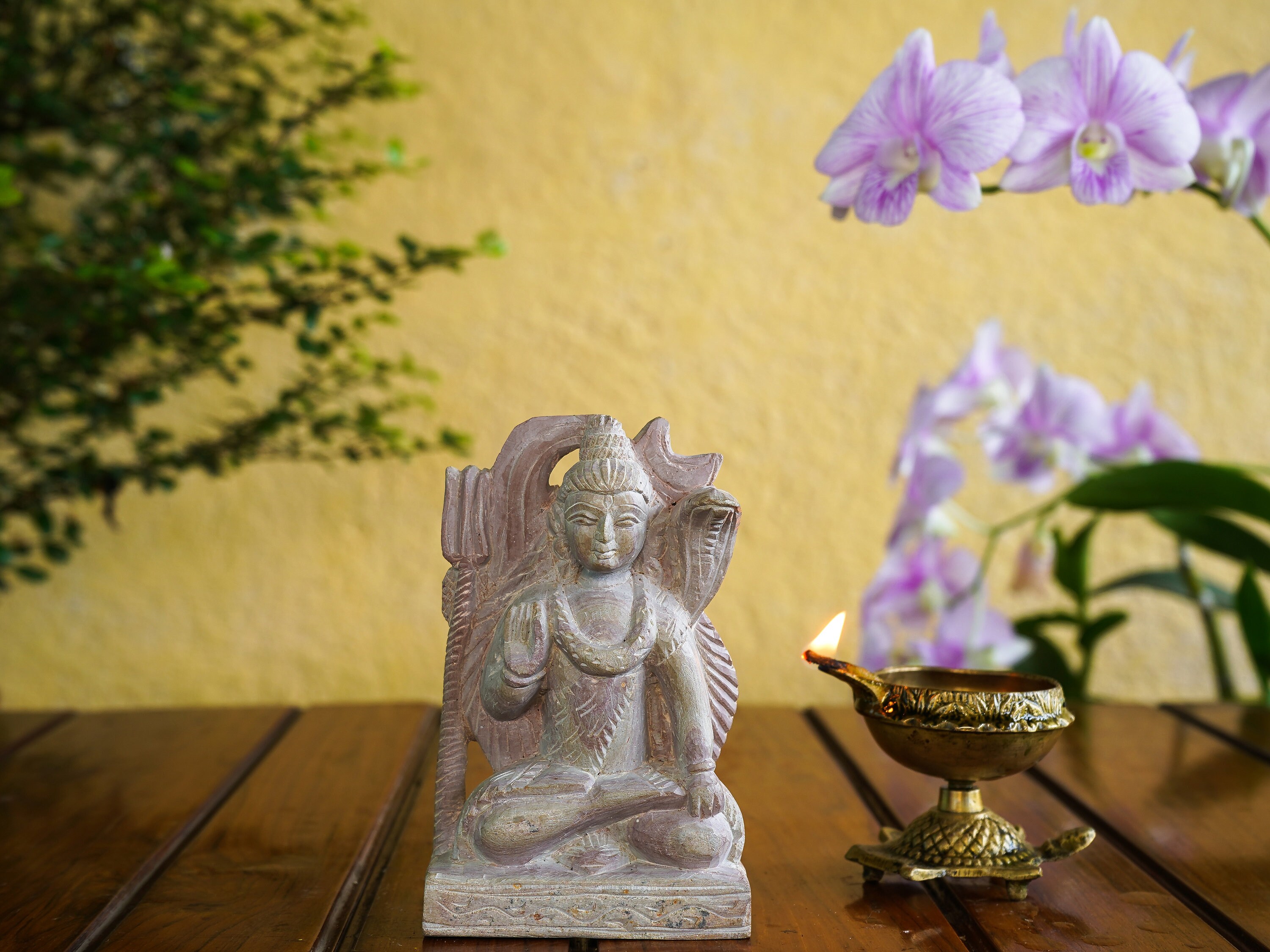 Monolithic Stone Meditating Shiva Statue Hand Sculpted Primitive Tribal ...