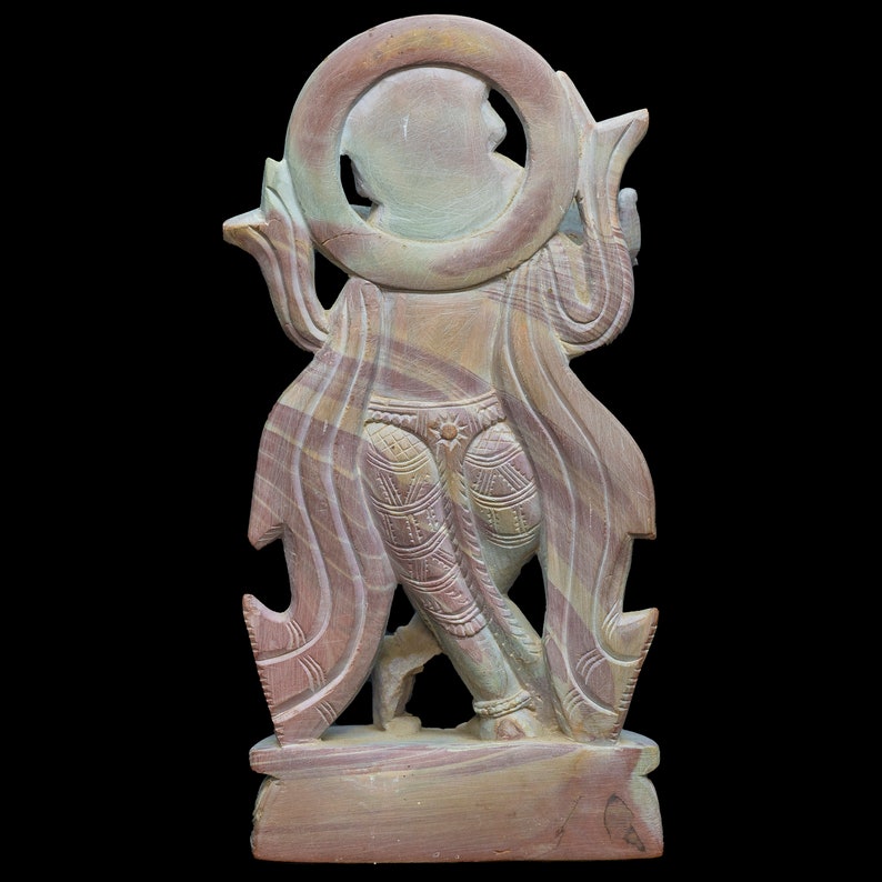 Monolithic Stone Hand Sculpted Krishna Statue Primitive Tribal Craft ...