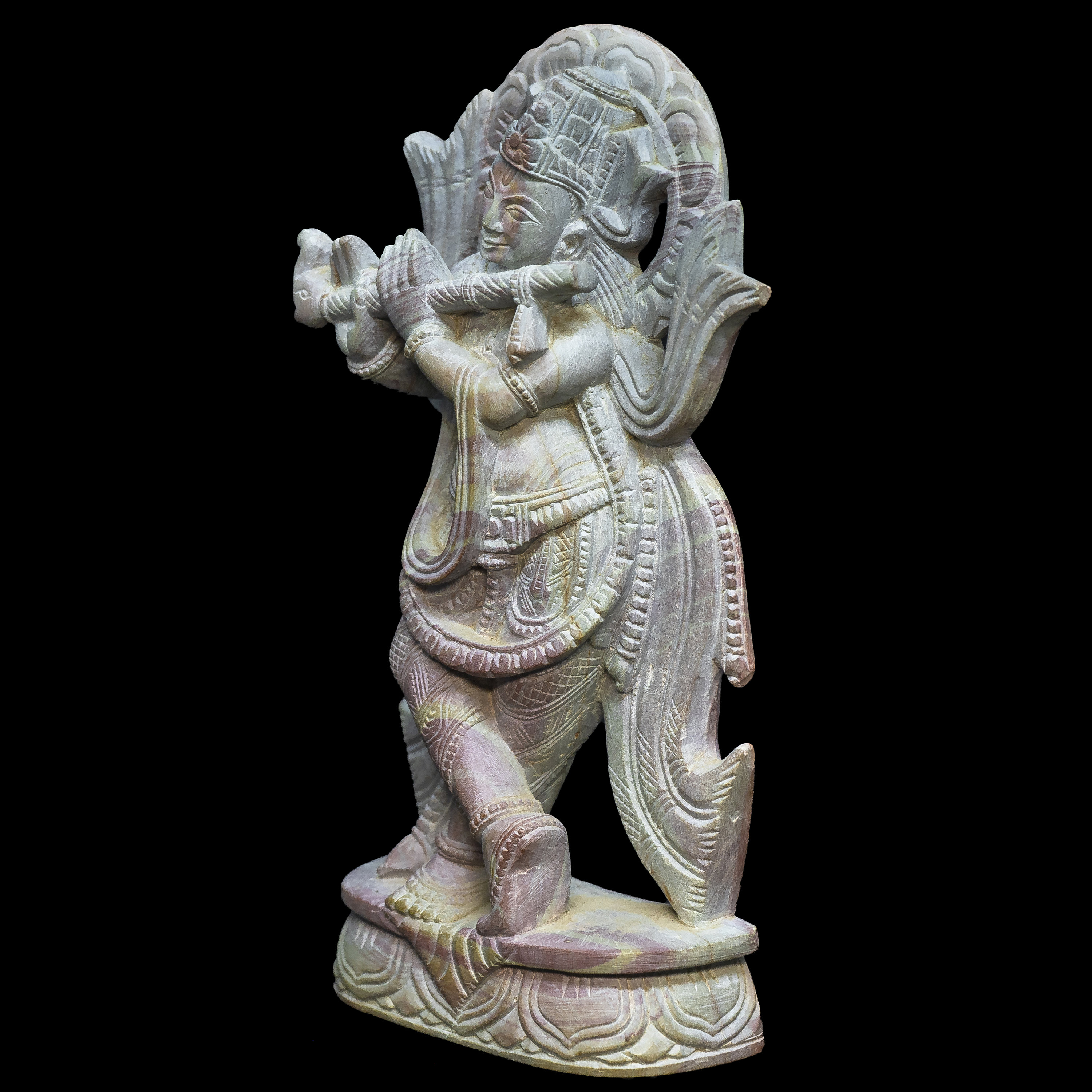 Monolithic Stone Hand Sculpted Krishna Statue Primitive Tribal Craft ...