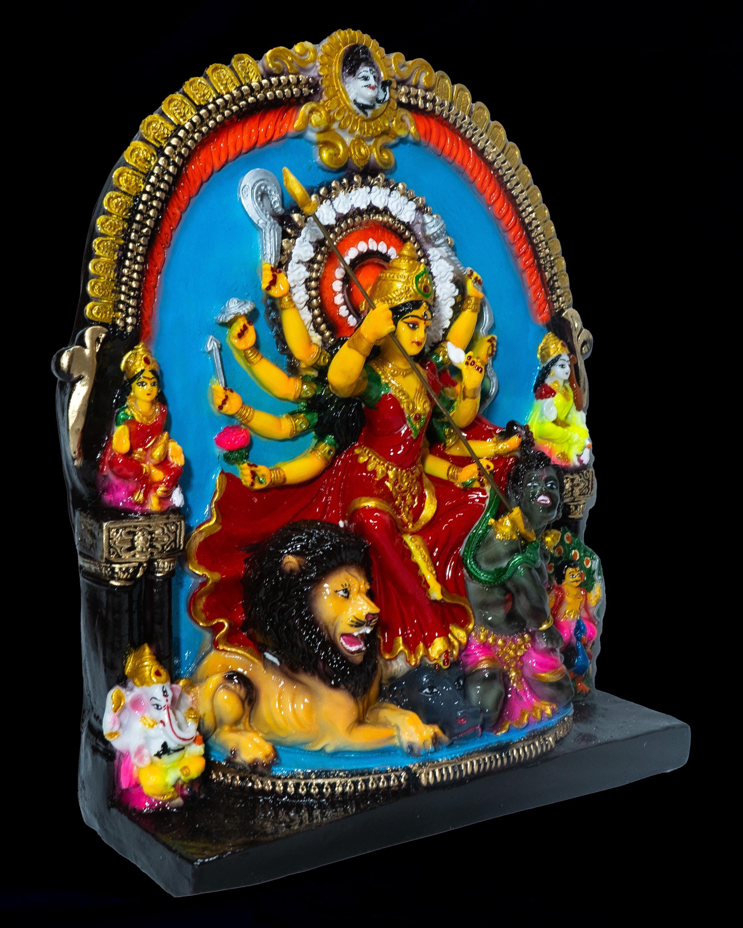 Large Bengali Durga Statue With Family Mahishasura Mardini Maa Durga ...
