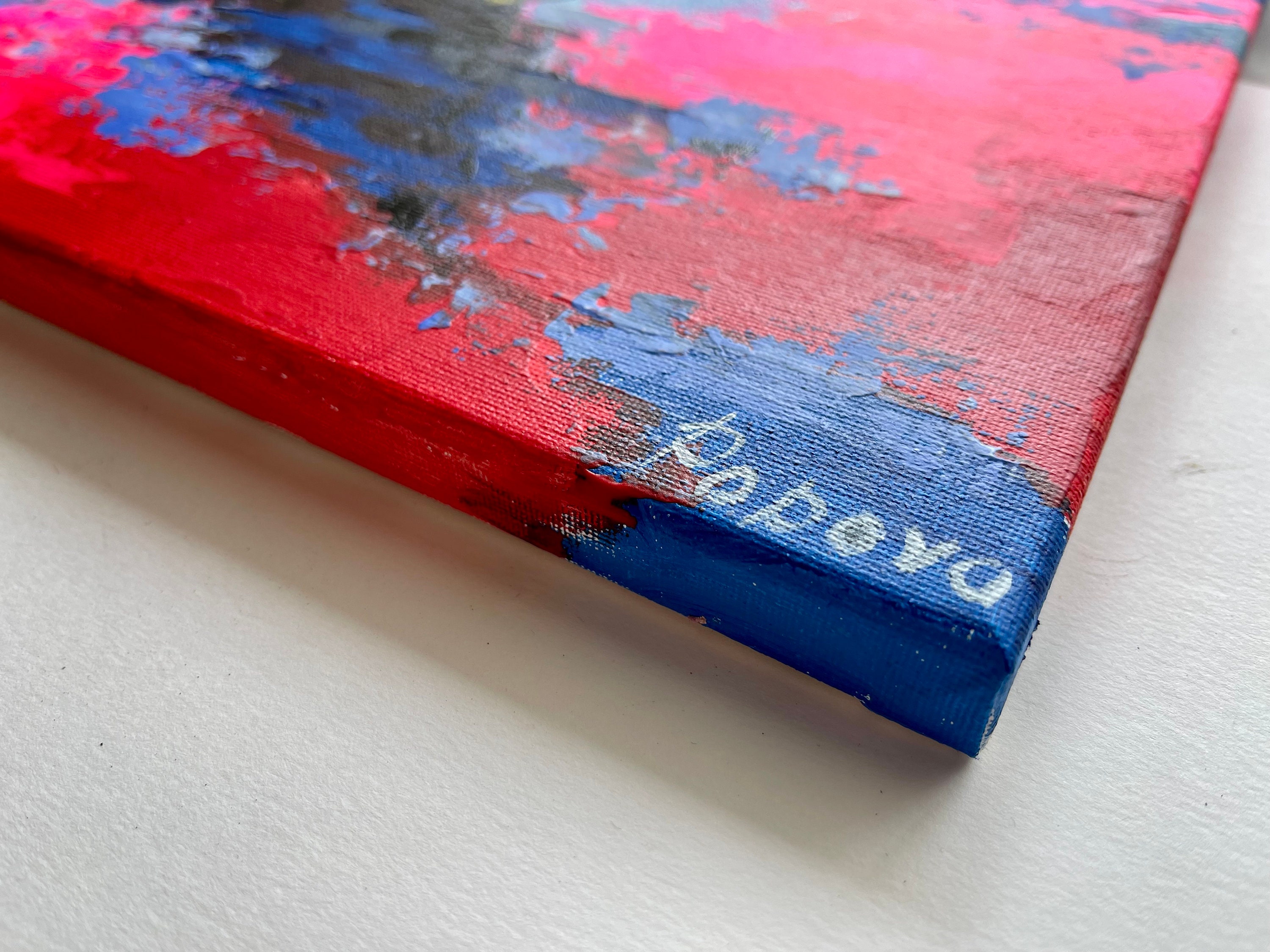 Pink Ocean Sunset Boat Original Acrylic Landscape Painting on Canvas 16 ...