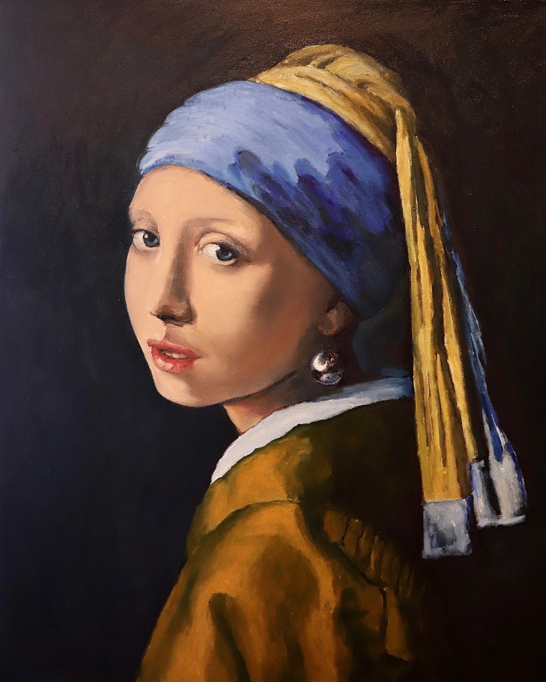 Girl With a Pearl Earring - Johannes Vermeer 24"x30" Hand-painted Oil ...