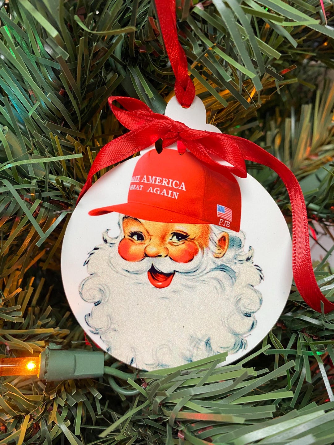 Vintage Santa MAGA Hat Trump Christmas Ornament - Etsy