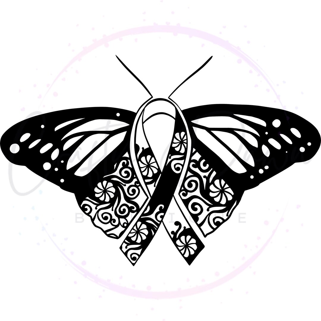 Ribbon Butterfly Decal | Awareness Ribbon | Mandala Decal | Cancer ...