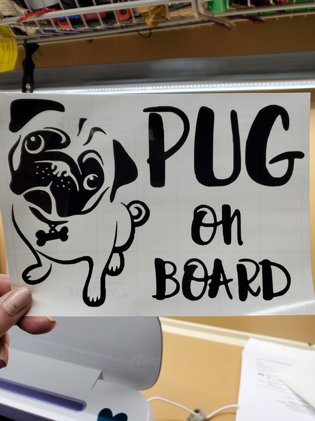 Pug on Board Decal Dog Owner Gift Pet Decal Pug Sticker - Etsy