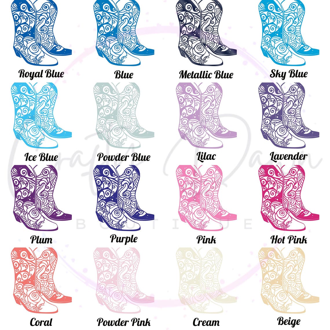 Cowboy Boots Mandala Decal | Boot Decal | Mandala Decal | Wall Decal ...