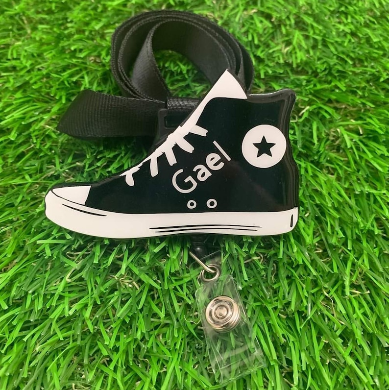 Personalized Converse, High Top Shoe Lanyard, Sneaker Badge Reel, Back ...