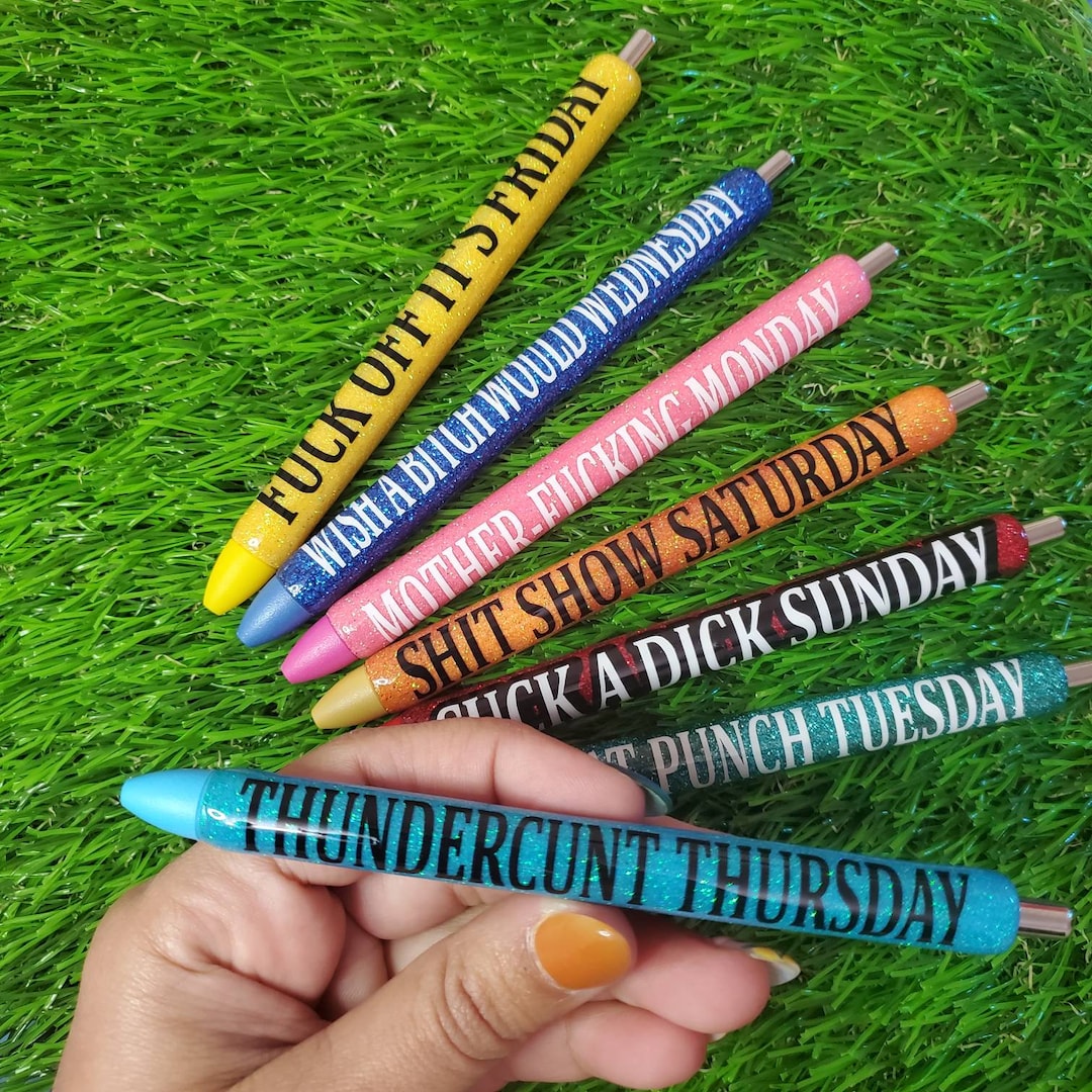 Daily Pens, Weekday Custom Pen, Weekday Cuss Words, Pen Set, Funny Gift ...