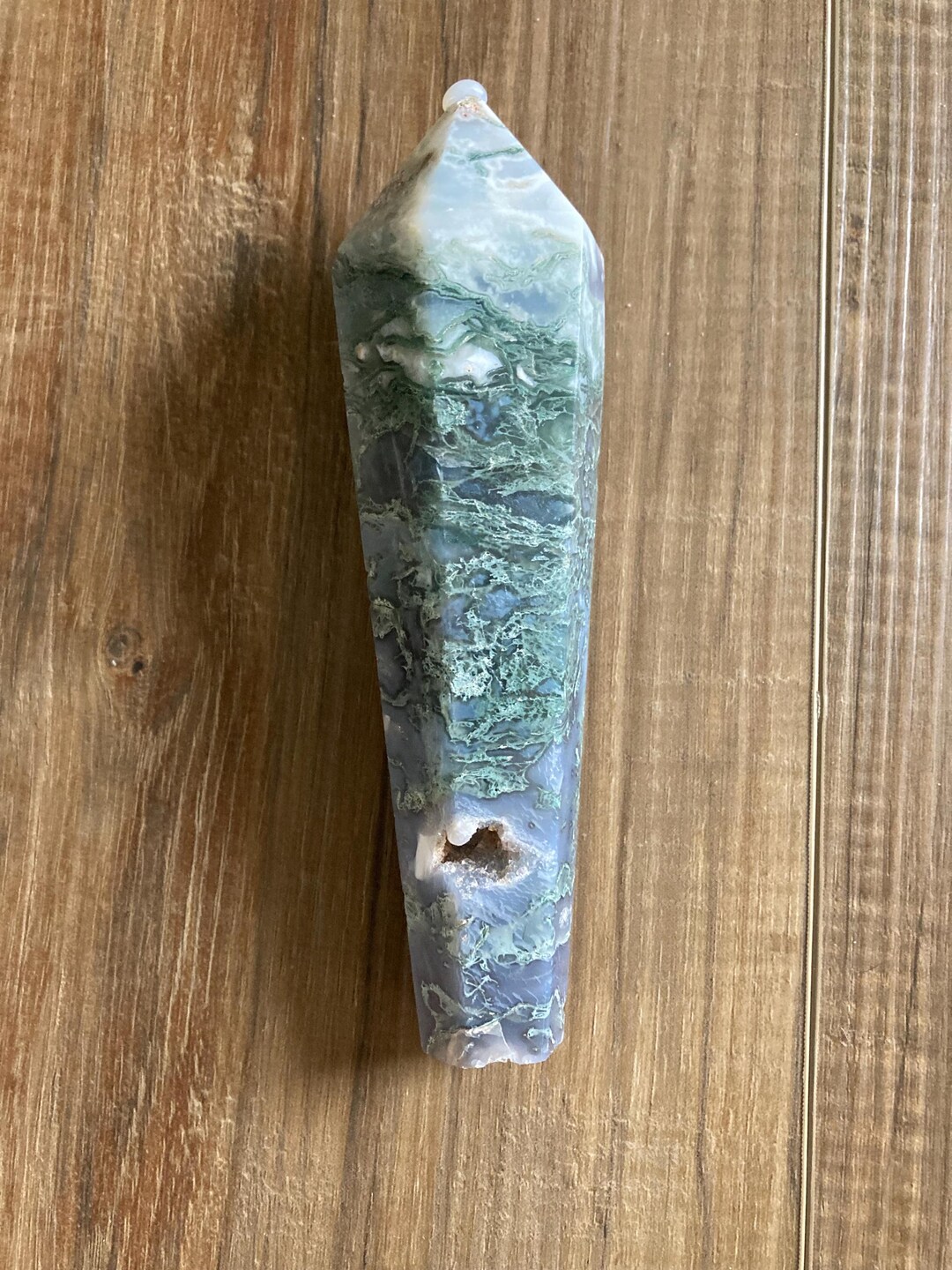 Large Moss Agate Scepter Natural Crystal Decor Specimen 6” With ...