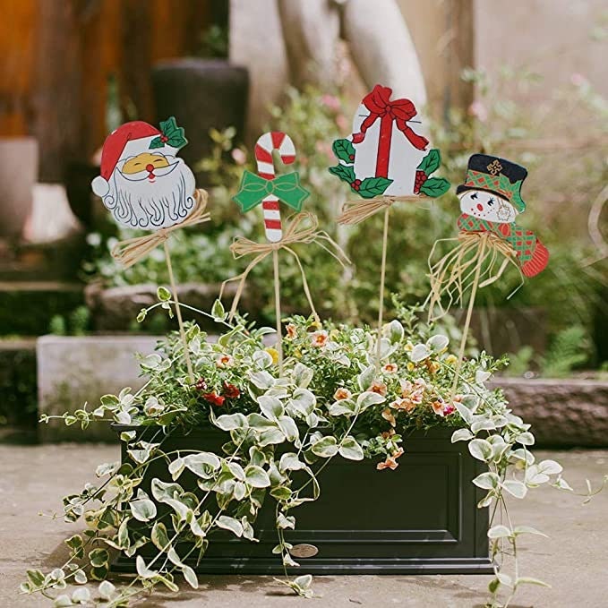 Christmas Decor Garden Stake Snowman Santa Claus Candy Box - Etsy