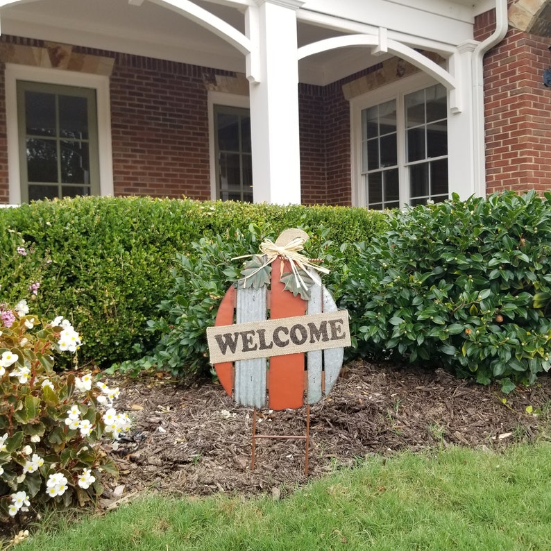 Metal Pumpkin Garden Stake Fall Decor Decorative Autumn Garden | Etsy