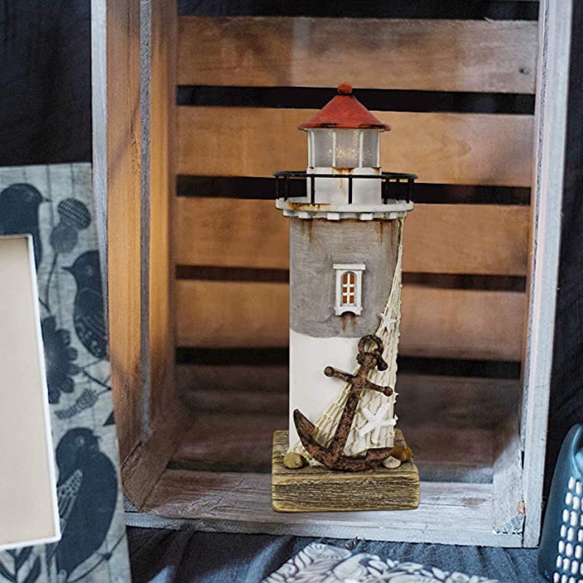 Wooden Lighthouse Decor With Light Handcrafted Tabletop - Etsy