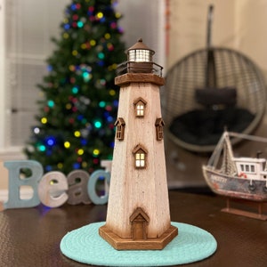 Wooden Lighthouse Decor With LED Light, Decorative Handcrafted ...