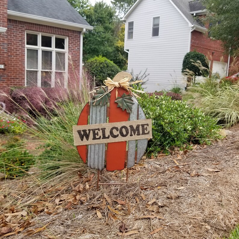 Metal Pumpkin Garden Stake Fall Decor Decorative Autumn Garden - Etsy