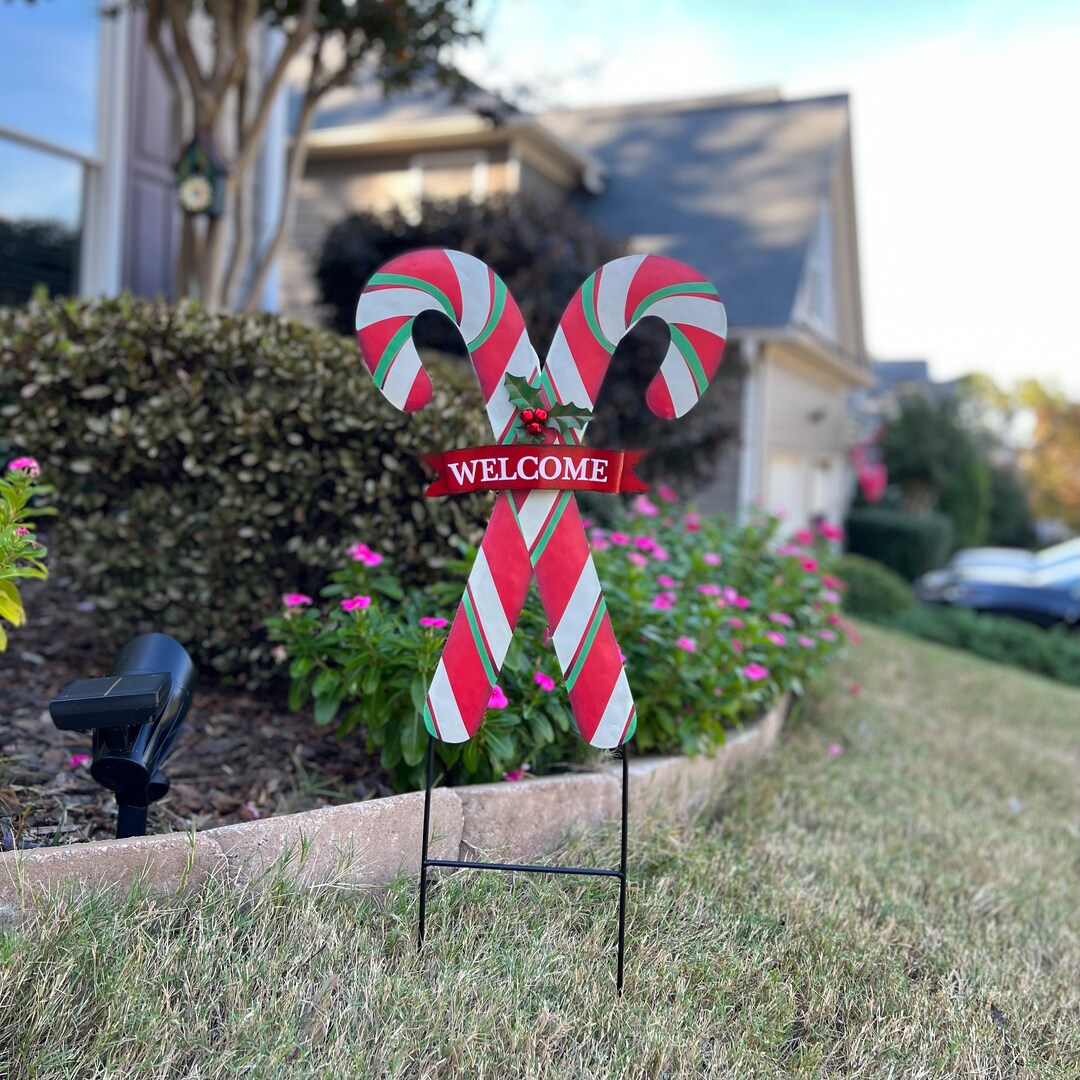 Christmas Candy Cane Yard Stake Hand-crafted Candy Cane - Etsy