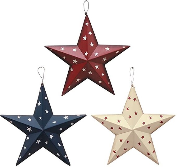 Patriotic Metal Barn Star Wall Decor Set of 3 12inch Hanging - Etsy