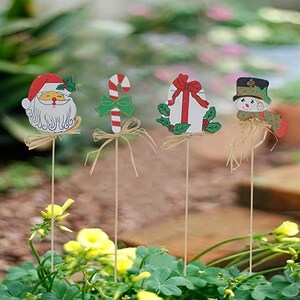 Christmas Decor Garden Stake Snowman Santa Claus Candy Box Decorative ...
