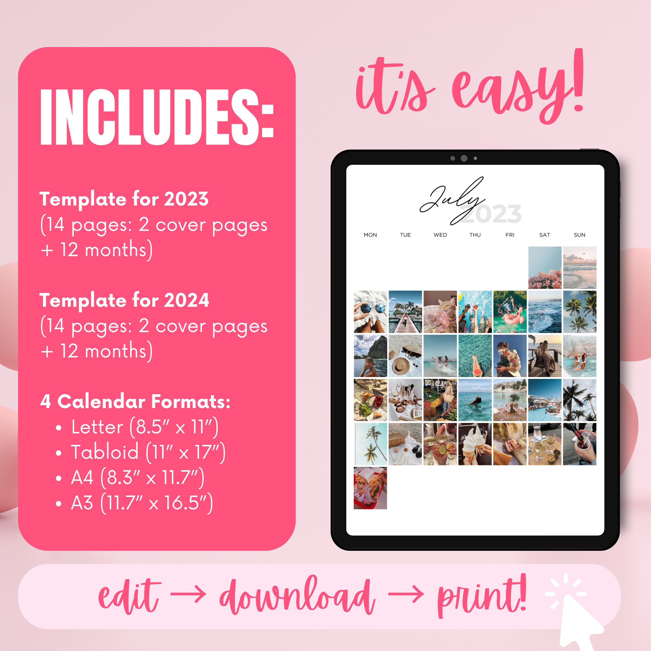 2023 & 2024 Personalised Photo Calendar, Gift Idea for Boyfriend or ...