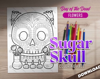 Dia De Los Muertos Skull Coloring Page Sugar Skull Coloring for Adults ...