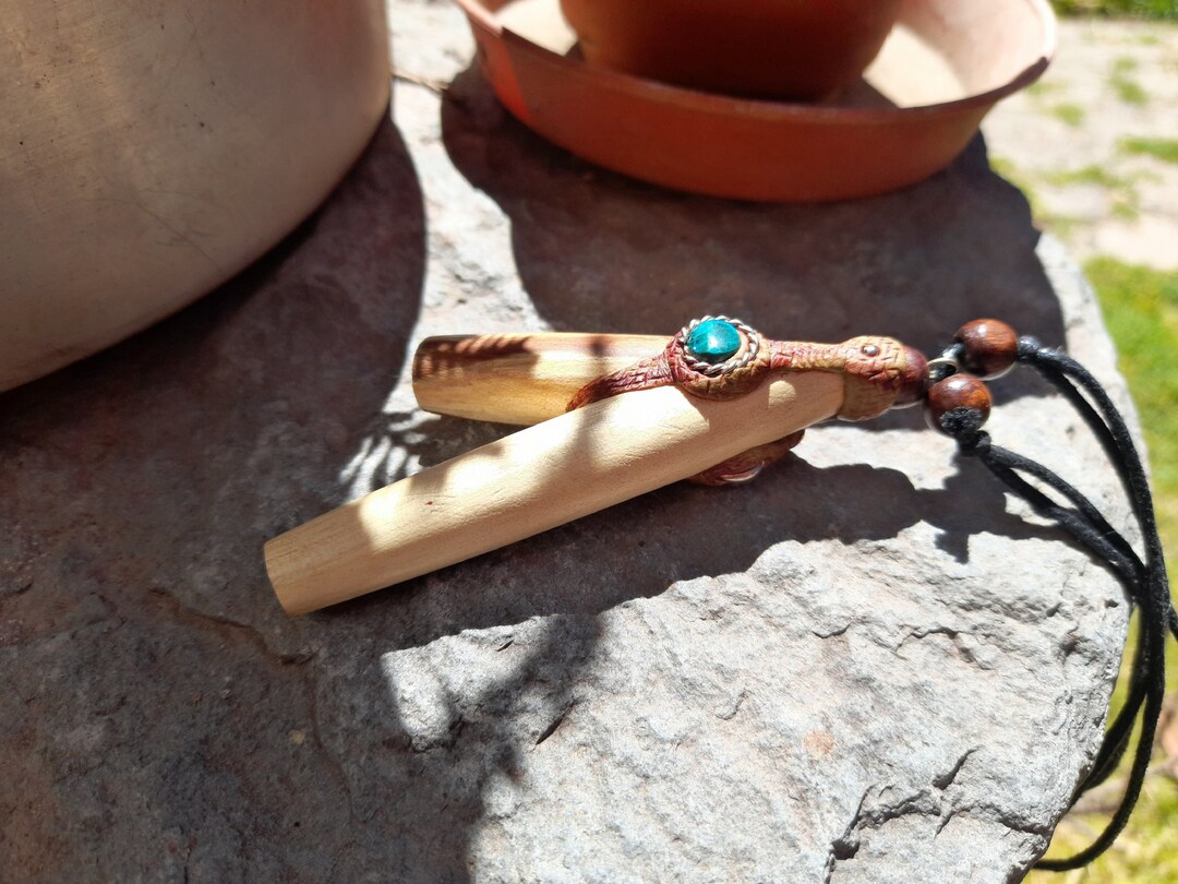 Palo Santo Kuripe Necklace - Shipibo Kuripe - Kuripi - Hape Kuripe Pipe ...