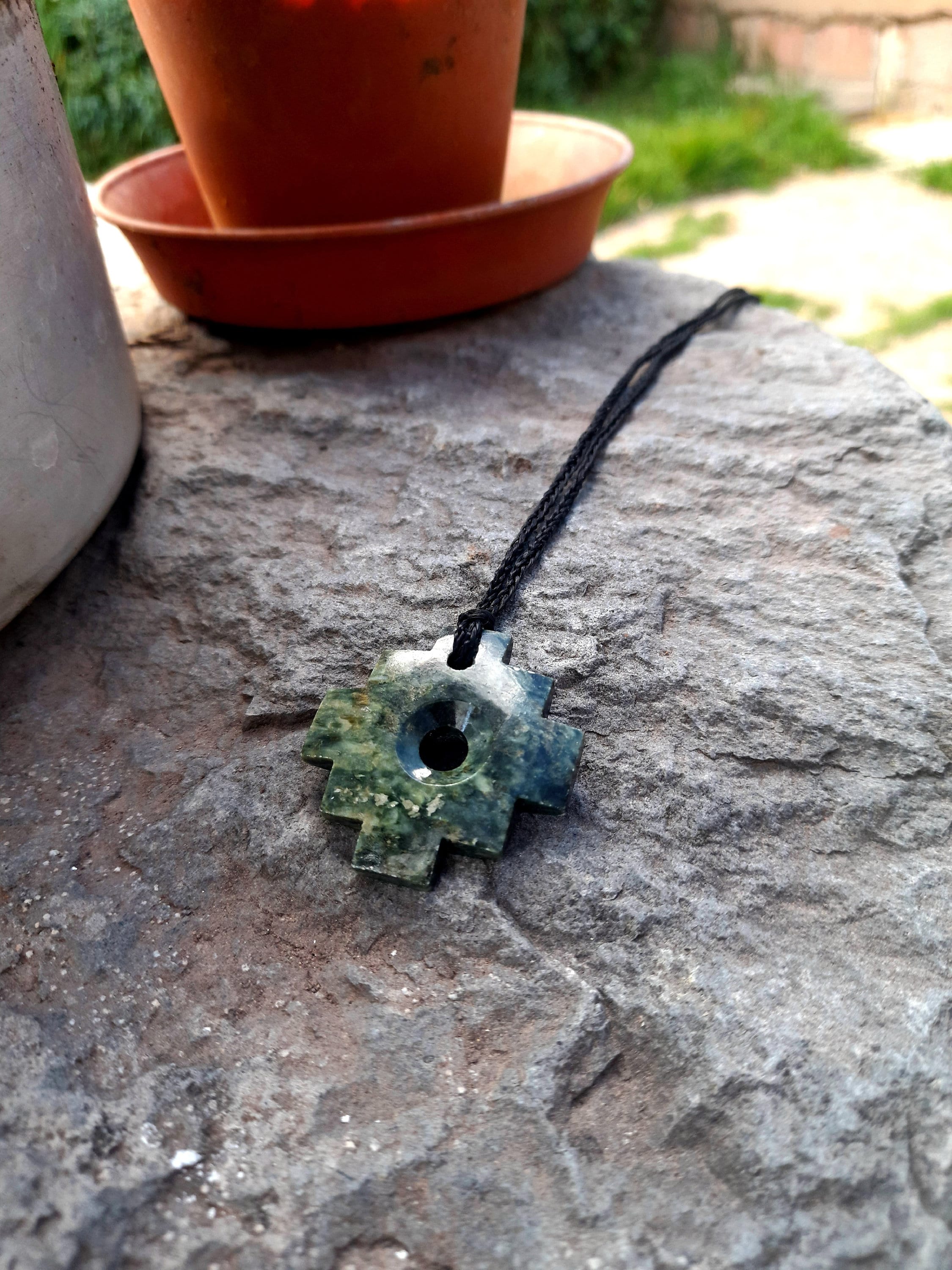 Collar Chakana / Colgante Piedra Machu Picchu Con Cruz Inca / Collar ...