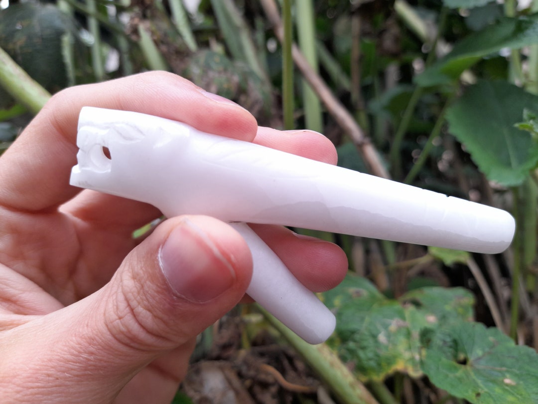 White Jaguar Stone Kuripe | Onyx Stone Kuripe Pipe | Japé, Hape, Rapéh ...